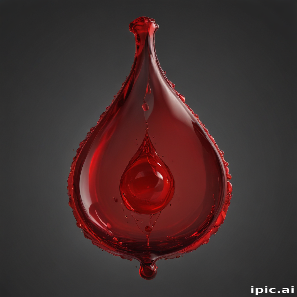 Captivating Drop of Crimson Liquid Suspended in Mid-Air Against Dark ...