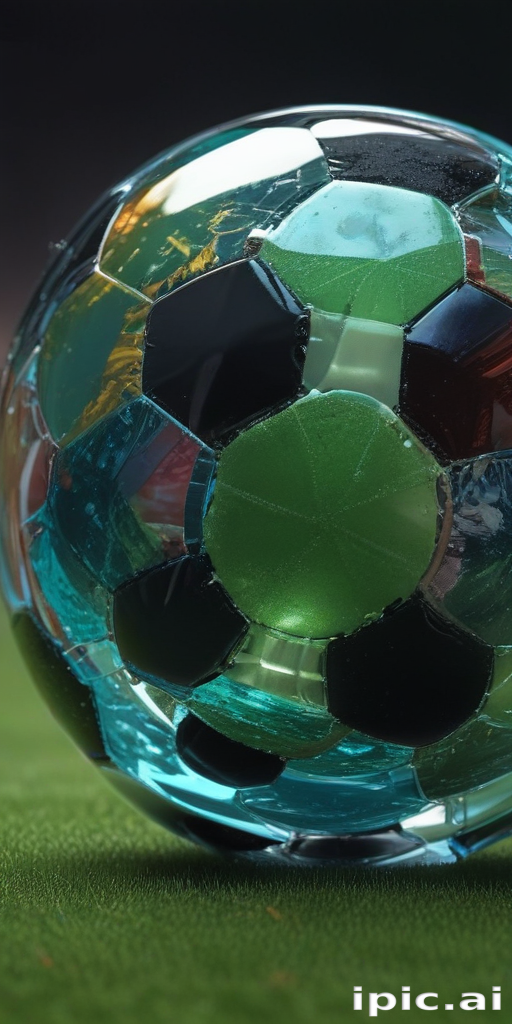 Colorful Crystal Soccer Ball Glimmering on a Lush Green Field