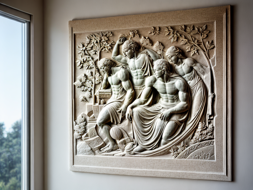 bas-relief on the wall in the room