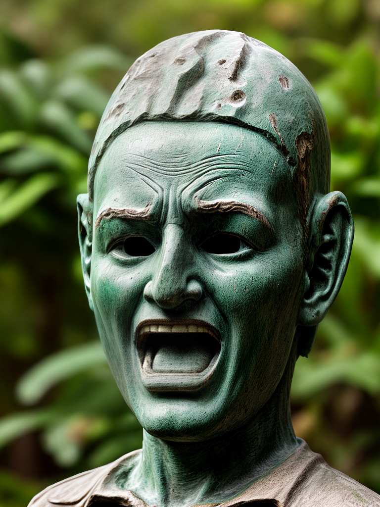 screaming statue head