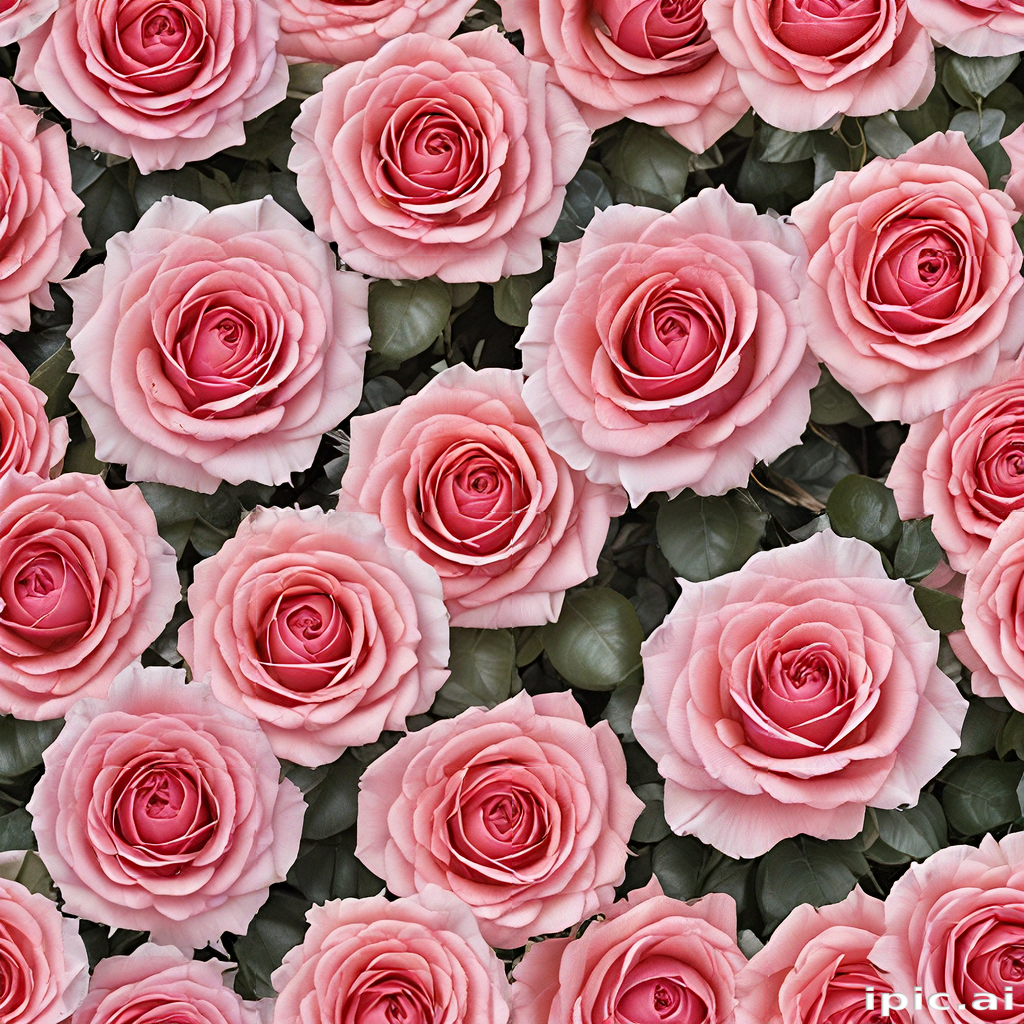 Vibrant Display of Pink Roses Flourishing in a Lush Green Garden