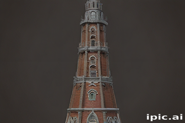 Intricate Architectural Design of a Tall Tower with Detailed Features