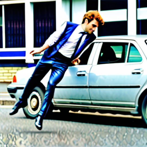 A man dancing on car