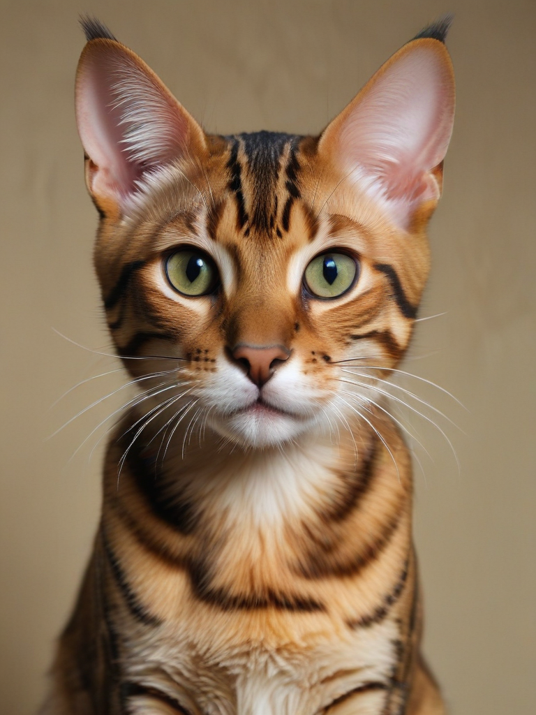 Close-Up Portrait of a Majestic Bengal Cat with Striking Features