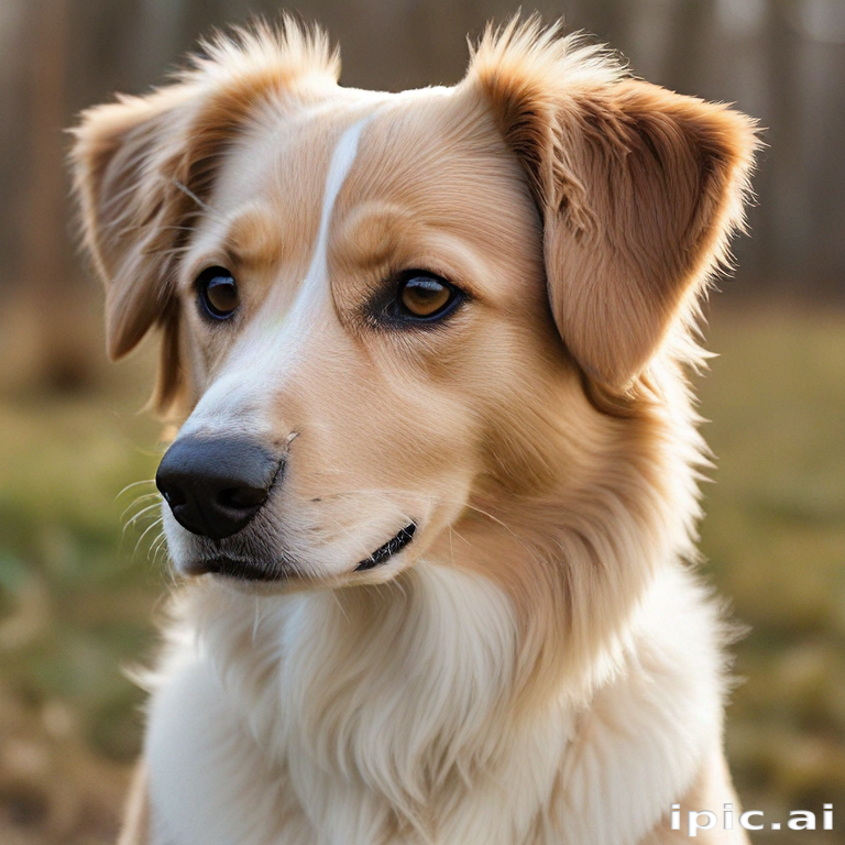 A Beautiful Dog with Fluffy Ears and Soft, Golden Fur Outdoors.