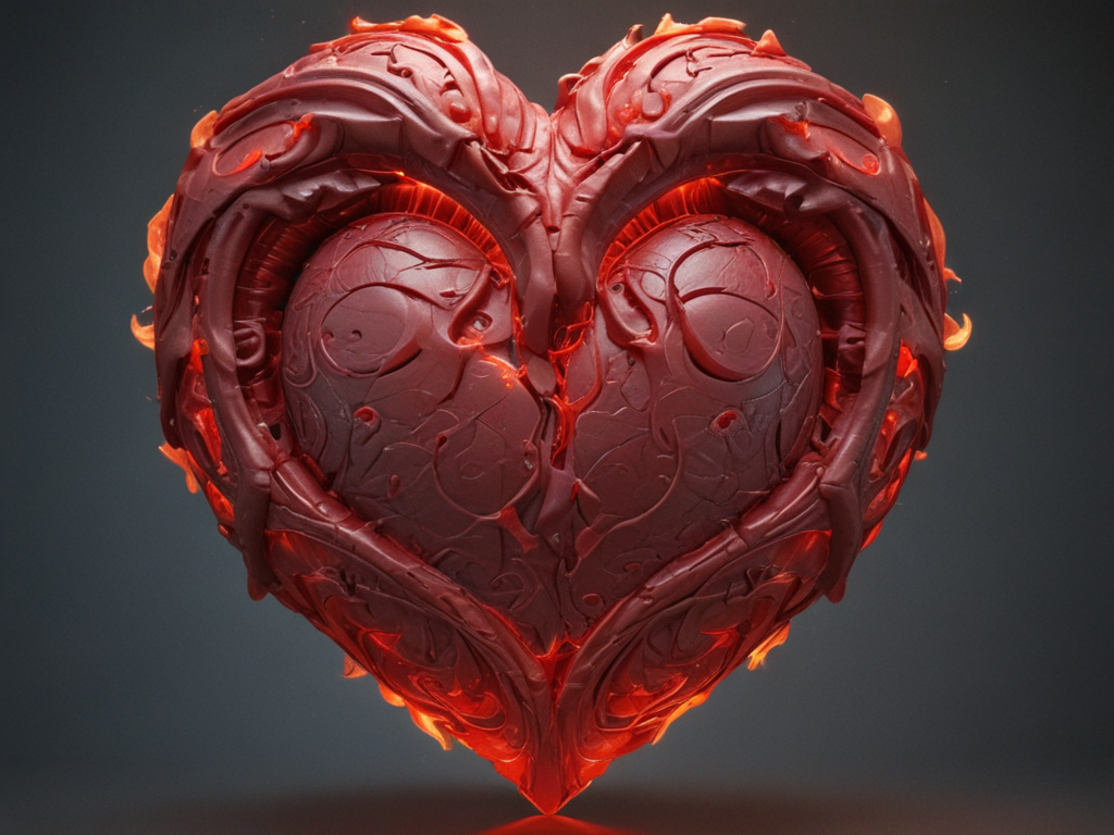 A Stunning Artistic Representation of a Fiery and Ornate Heart Design
