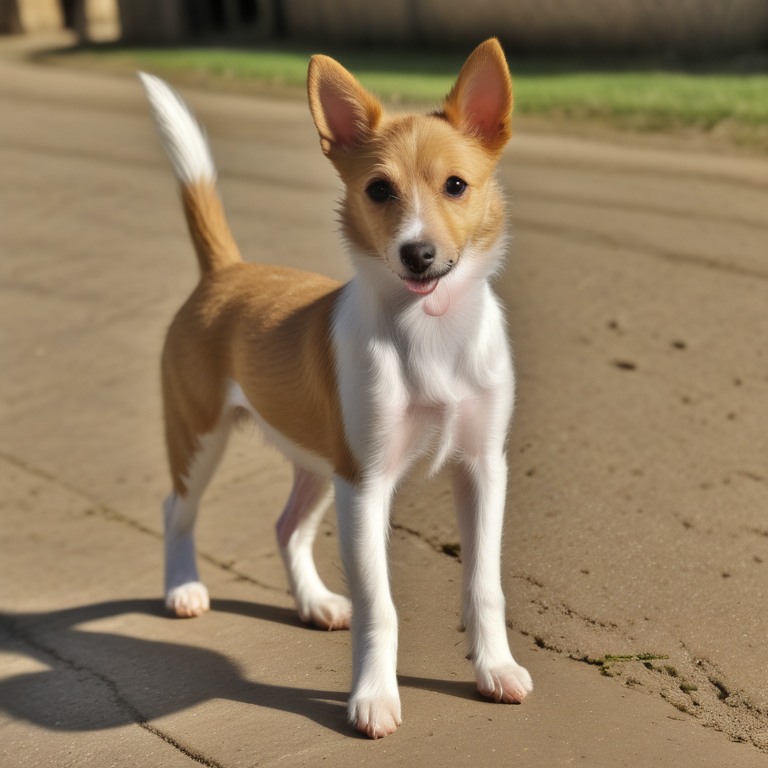 A Playful Puppy Stands on a Sunny Path, Eager for Adventure.