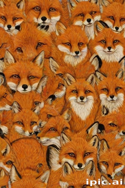 A Vibrant Collection of Fox Faces in a Colorful Nature Pattern