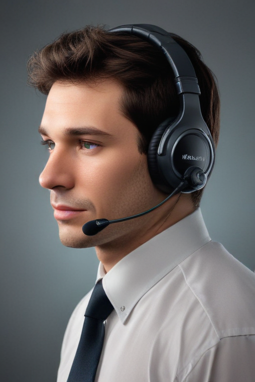 Professional Young Man Wearing Headset, Engaged in Serious ...