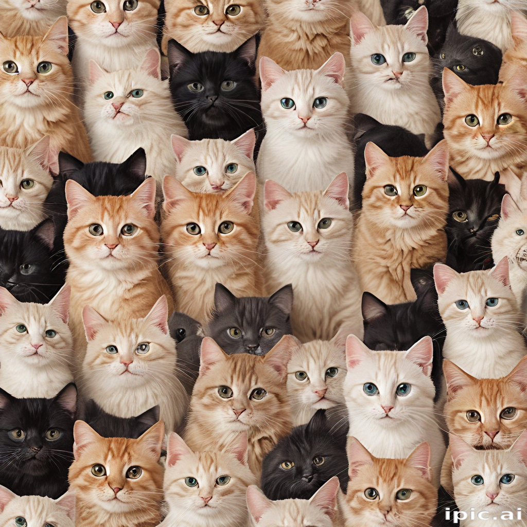 A Diverse Collection of Cats Featuring Various Breeds and Colors Together.