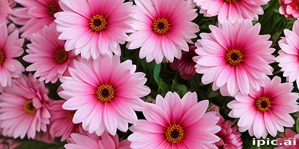 A Vibrant Display of Delicate Pink Flowers in Full Bloom.