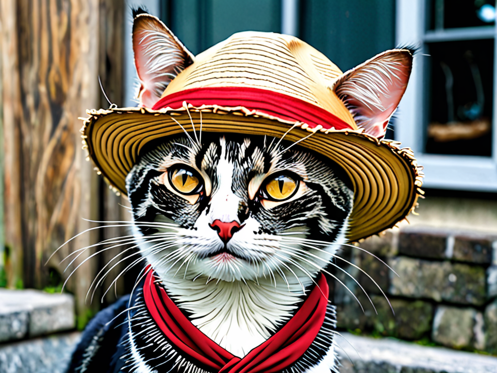 a cat that looks like luffy