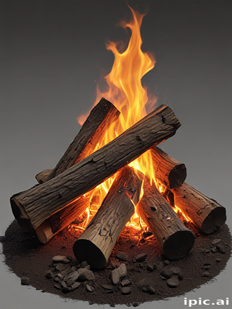 A Warm and Inviting Campfire Surrounded by Natural Elements and Rocks