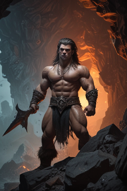 long-haired barbarian fantasy dwarf priestessmohawk, muscular arms ...