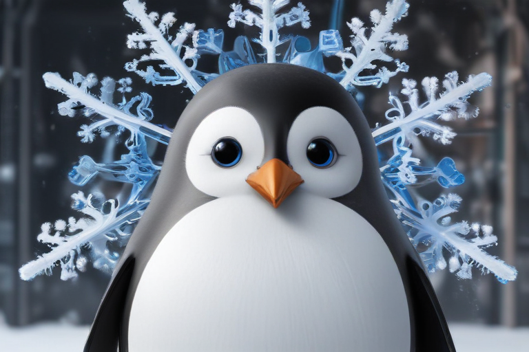 ux the linux penguin in front of a NixOS snowflake logo. let them hug ...