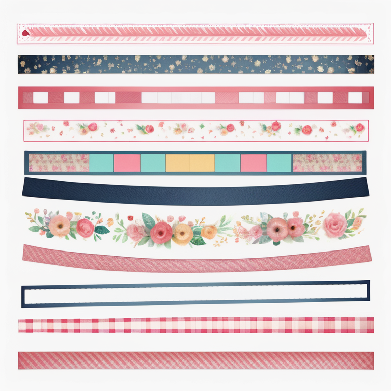 Colorful Decorative Borders and Ribbons with Floral Patterns and Designs