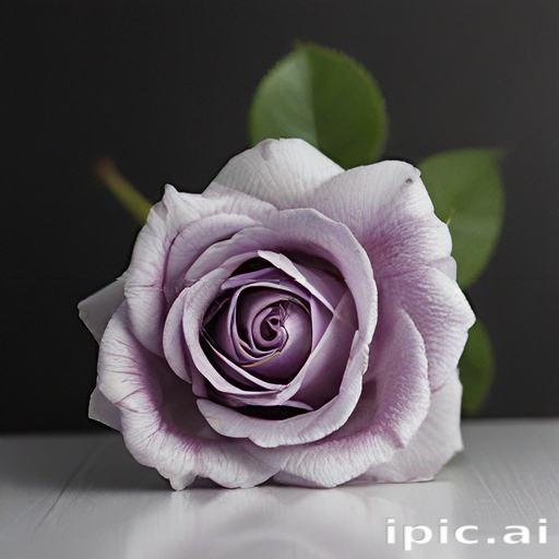 A Beautiful Lavender Rose in Full Bloom Against a Dark Background