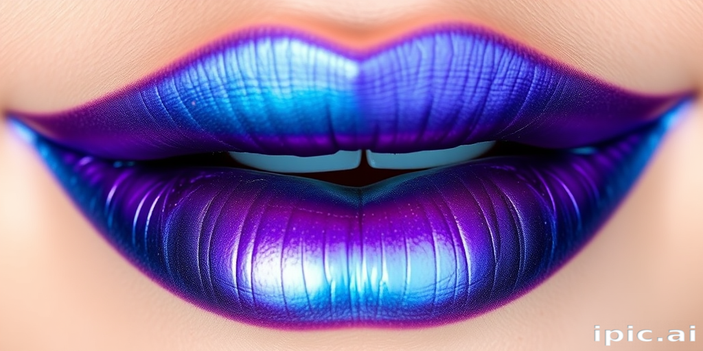 Vibrant and Glossy Lip Art Featuring Stunning Purple and Blue Gradients