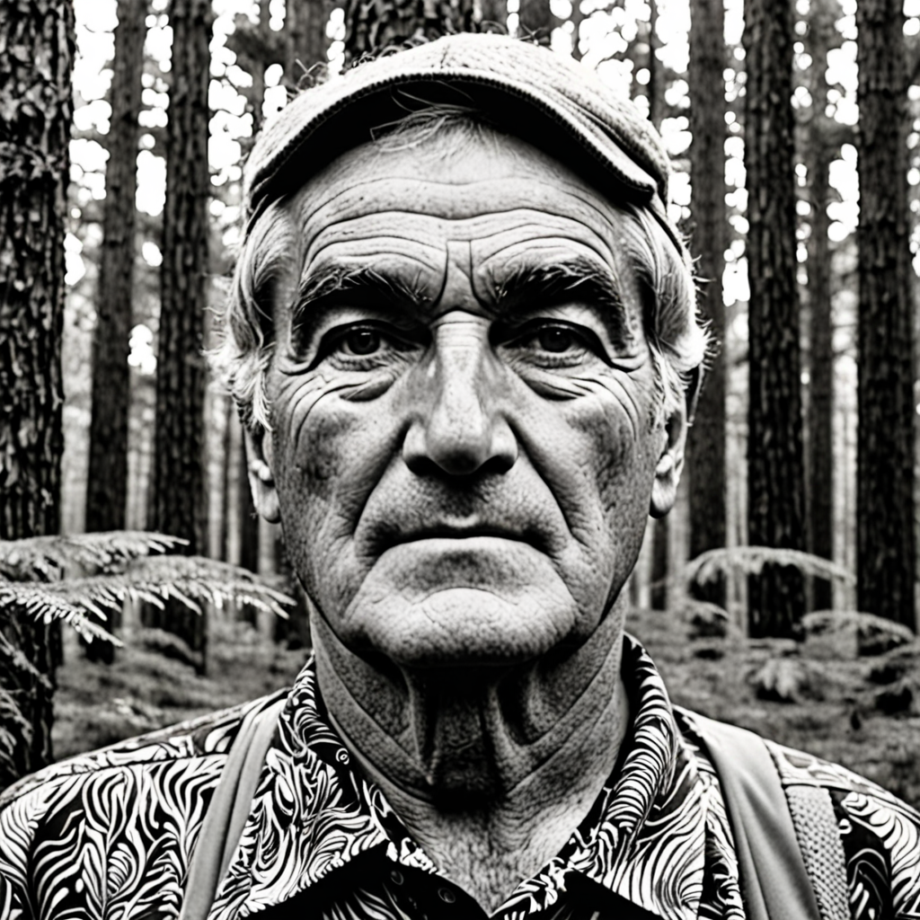 multiples timothy leary face hidden in forest