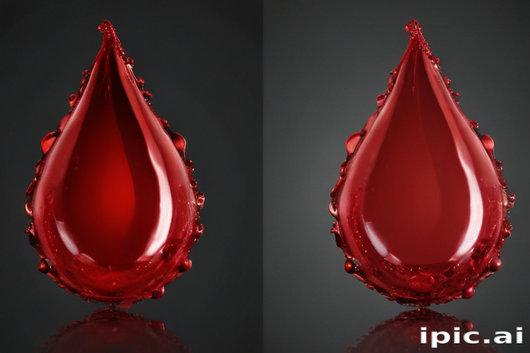 Captivating Close-Up of a Glossy Red Drop with Water Splash Effects