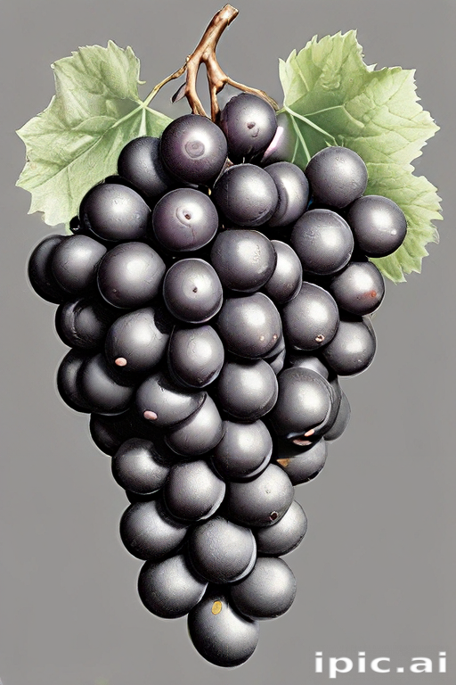 A Beautiful Bunch of Glorious Dark Purple Grapes on a Vine.