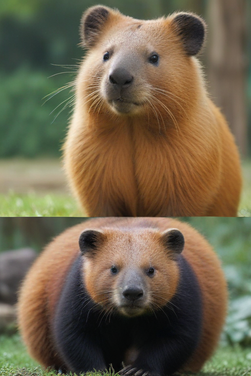 capybara mixed with koala and redpanda and black jaguar