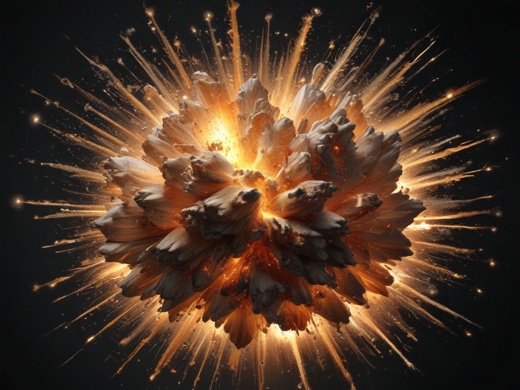 Explosive Eruption of Radiant Energy and Fractured Particle Dynamics in ...