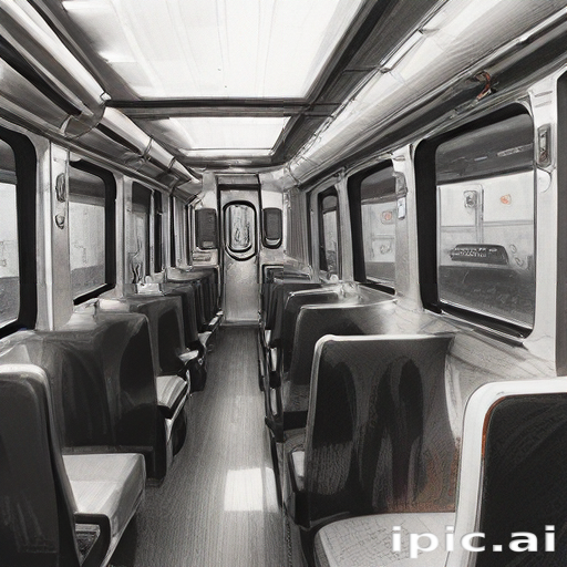 Interior View of a Modern Train Car with Empty Seating Arrangement