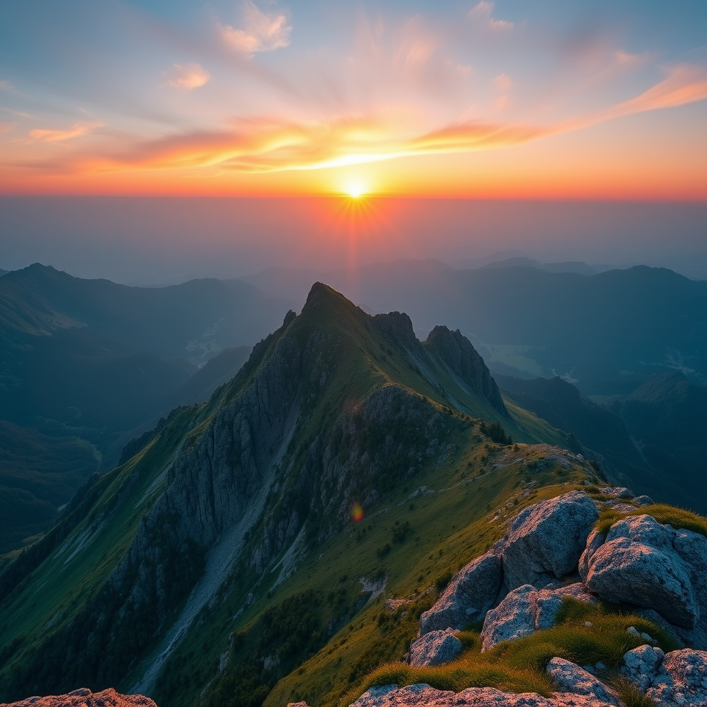 Majestic Mountain Summit Illuminated by a Breathtaking Sunrise ...