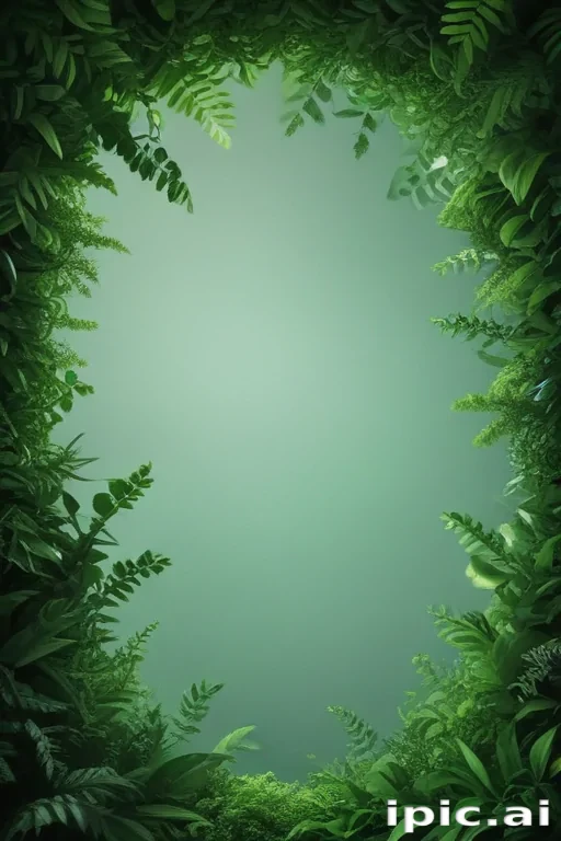 Serene Green Frame of Lush Foliage Surrounding a Calm Background