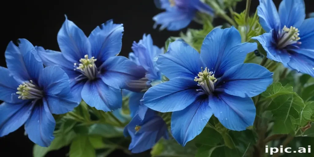 Vibrant Blue Flowers in Full Bloom Against a Dark Background