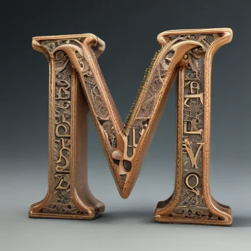 Intricately Designed Letter M with Vintage Patterns and Decorative Elements