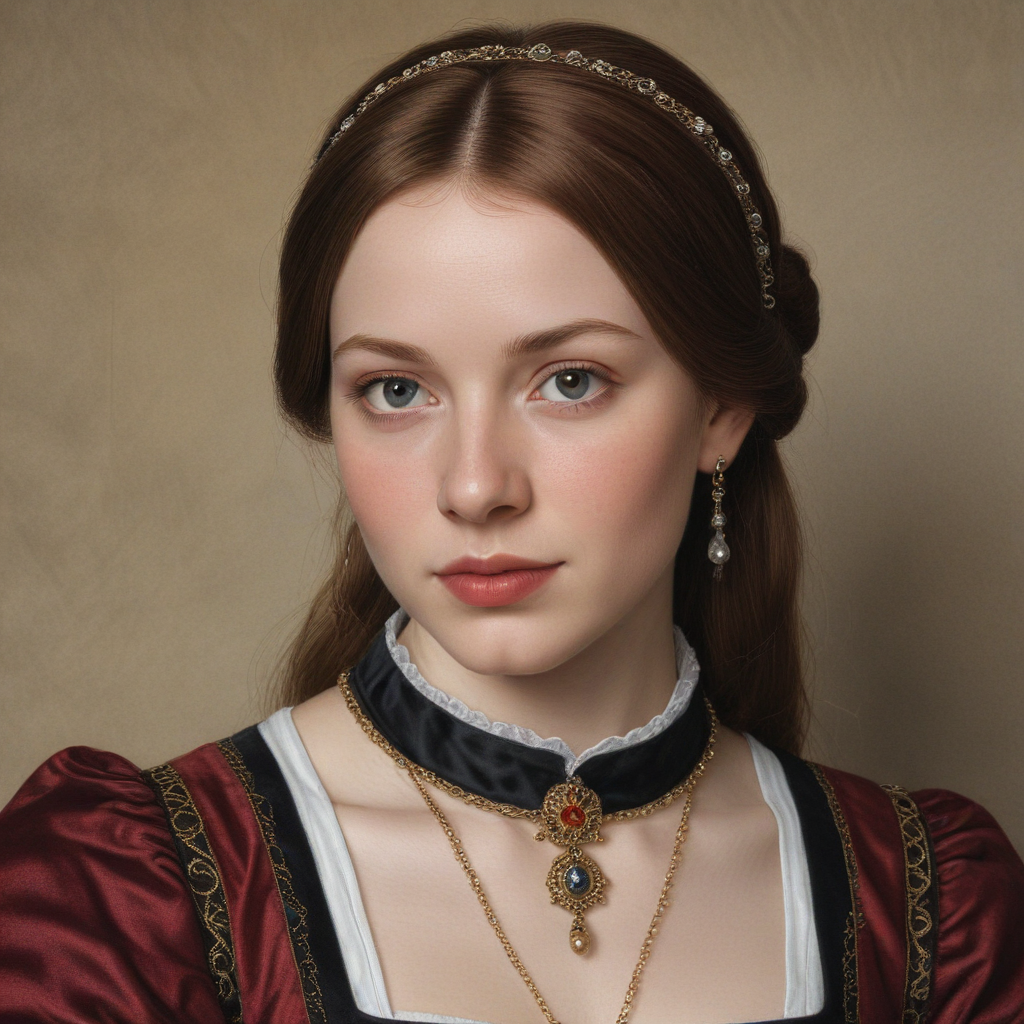 English tudor maiden, detailed portrait