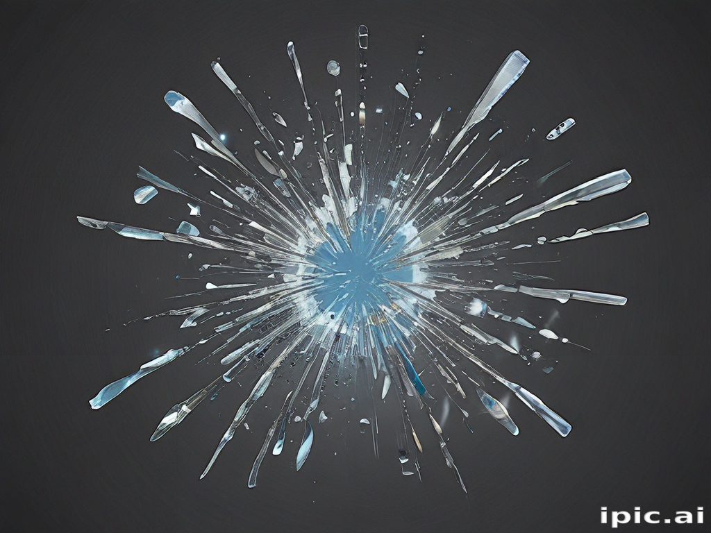 Explosive Burst of Shimmering Crystals Radiating in All Directions