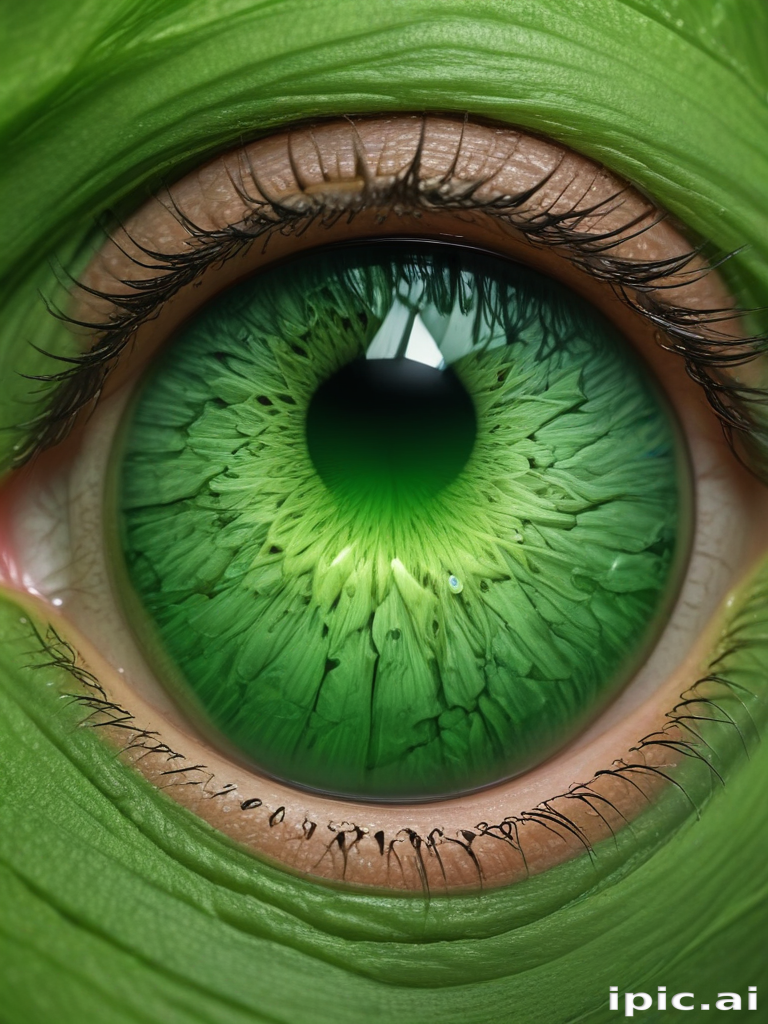Close-Up of a Strikingly Unique Green Eye with Intricate Patterns