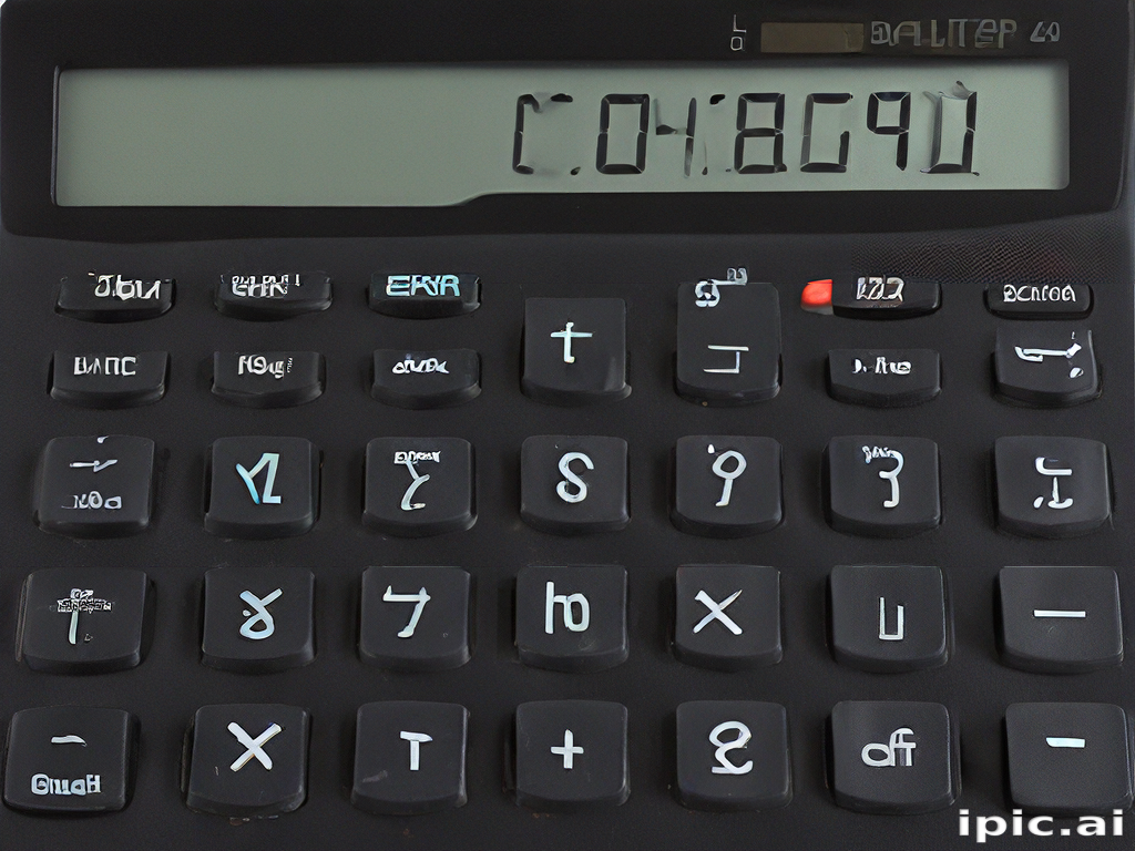 Calculator Displaying Unique Characters and Numbers on Its Screen