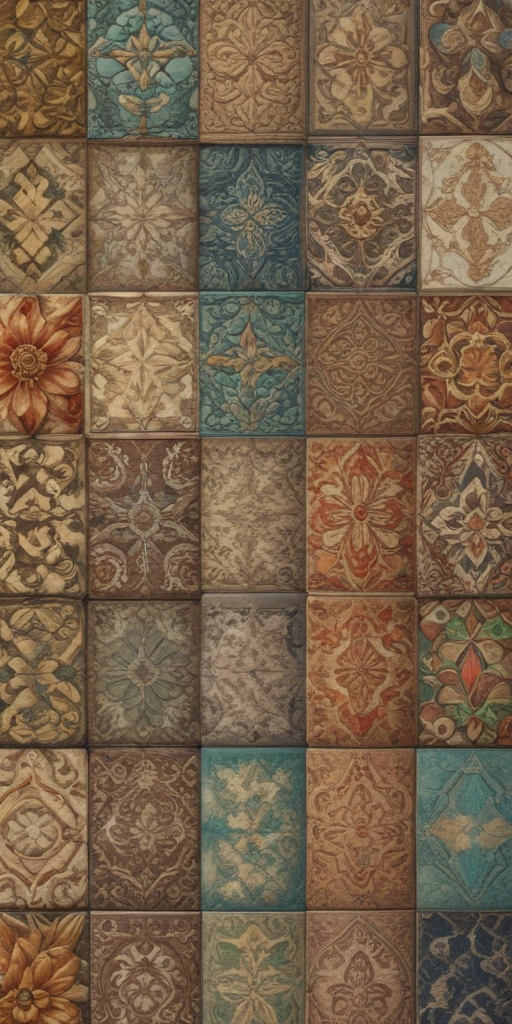 Intricate Decorative Tile Patterns Featuring Rich Colors and Unique Designs