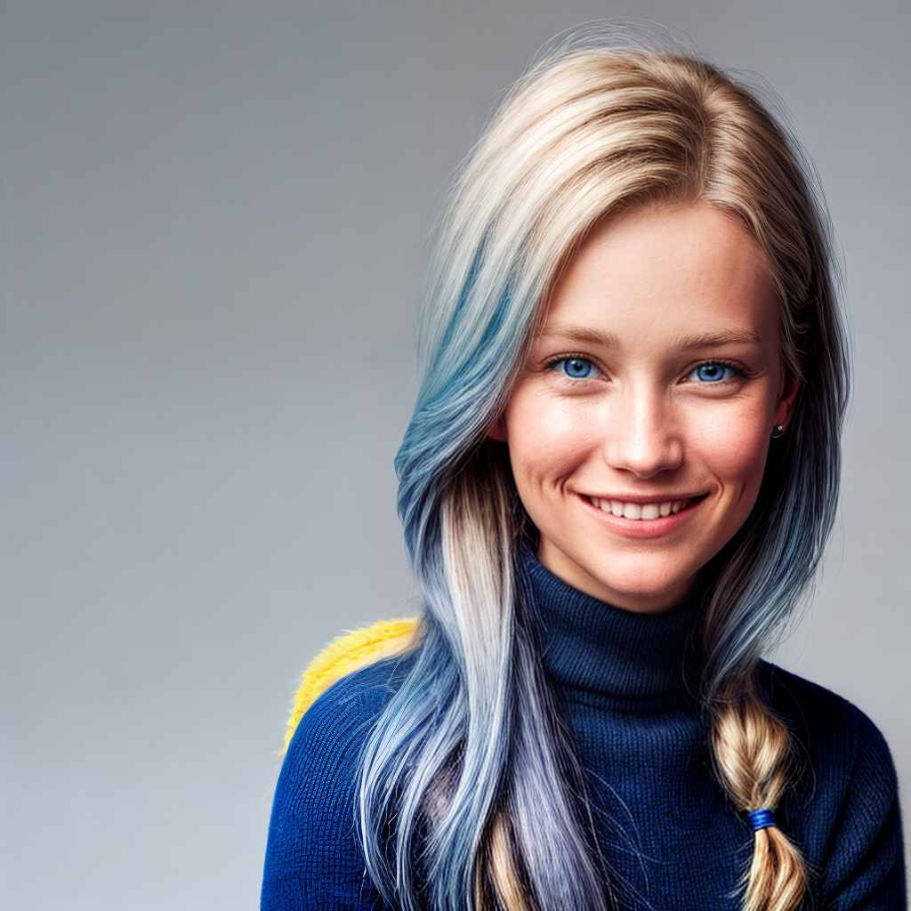 shy smiling Scandinavian female with blonde hair blue eyes full face ...