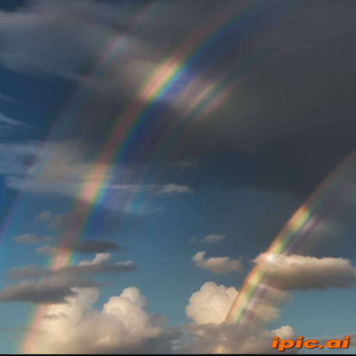 Vibrant Rainbows Arcing Across a Dramatic Sky Filled with Clouds