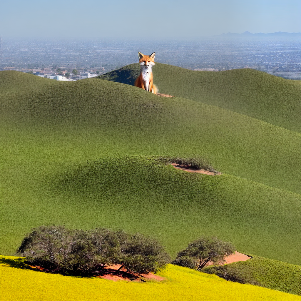 Giant fox stands on Los Angles
