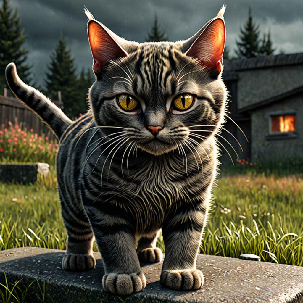 evil cat realistic high quality