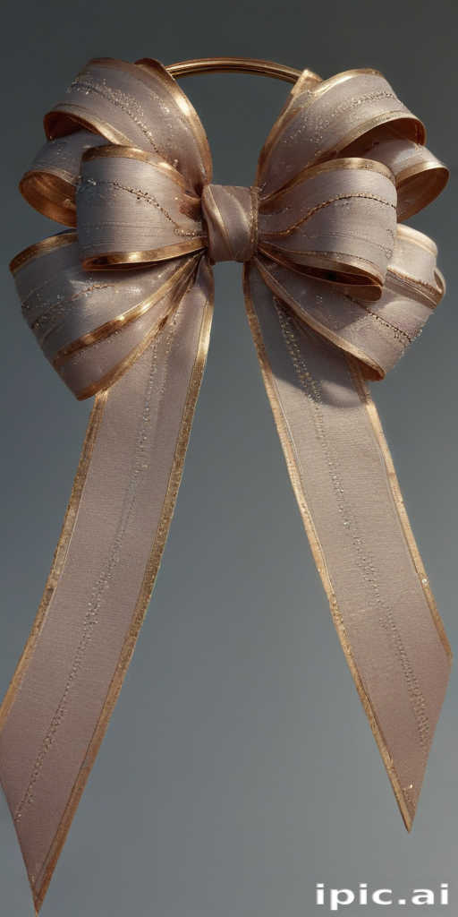 Elegant Decorative Bow with Shiny Golden Accents on a Neutral Background