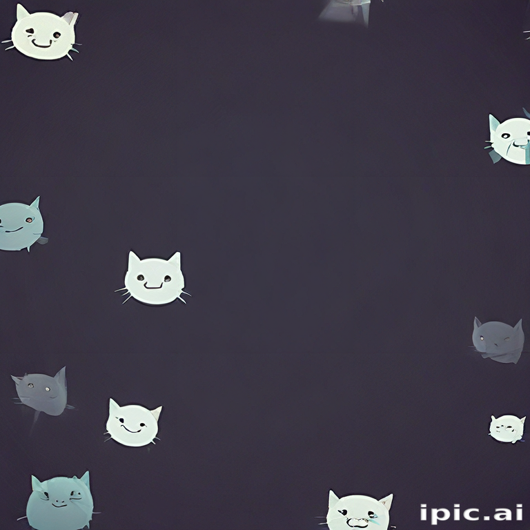 Whimsical Illustration of Playful Cats Floating on a Starry Background.