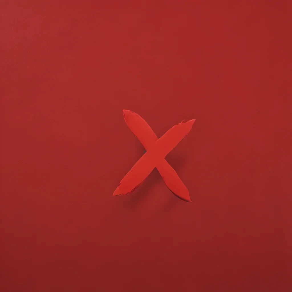 Bold Red Background with a Distinctive Cut-Out Red X Shape Centered