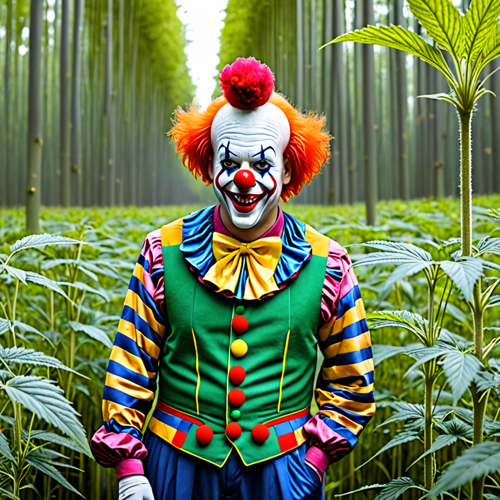 a clown, high on weed, Martina Hoffmann style, high res