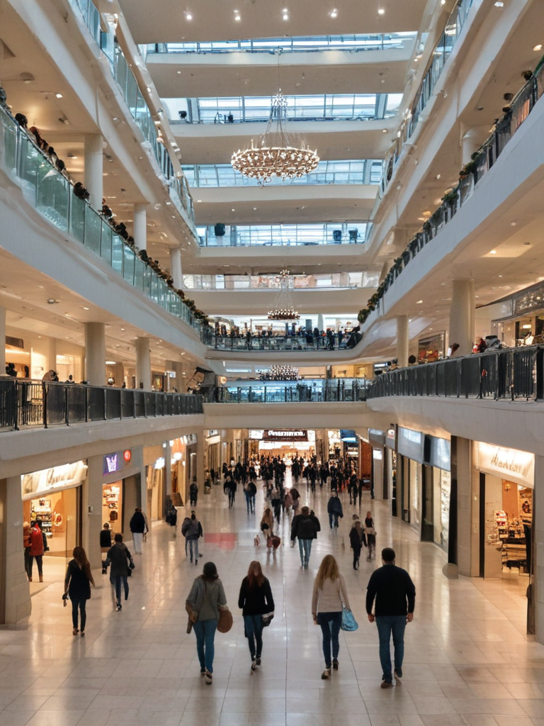 mall, warm, less people walking, shopping