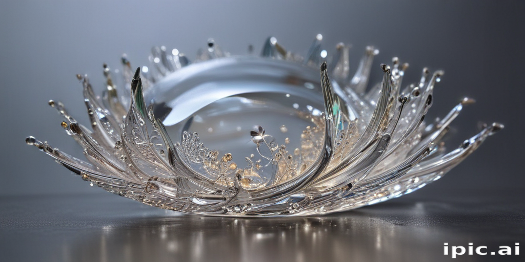 Exquisite Glass Sculpture with Intricate Floral Designs and Shimmering ...