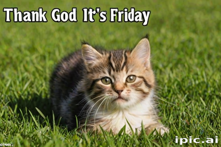 Adorable Kitten Celebrating the Arrival of Friday with Joyful Energy