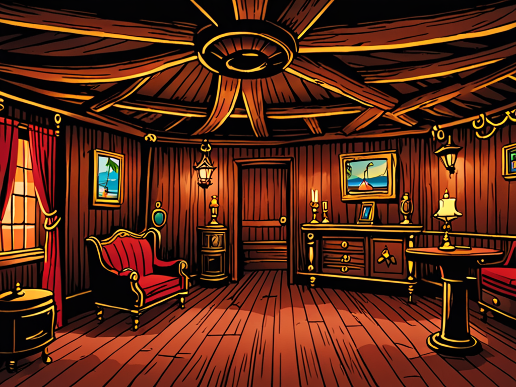 Interior of Captain Hook's state room on the pirate ship from the ...
