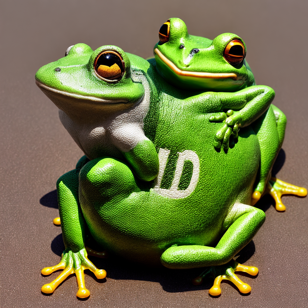 A buff Frog with money in his hands, give the frog gold grills